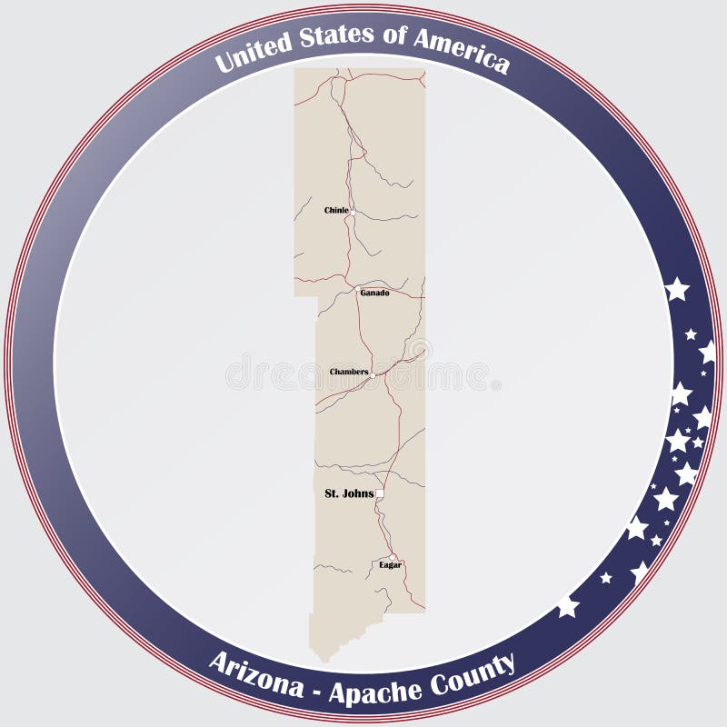 Map of Apache County in Arizona Stock Vector - Illustration of america ...
