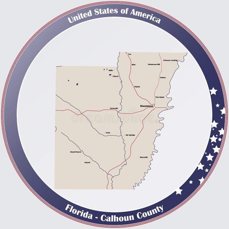 Map of Calhoun County in Florida Stock Vector - Illustration of ...