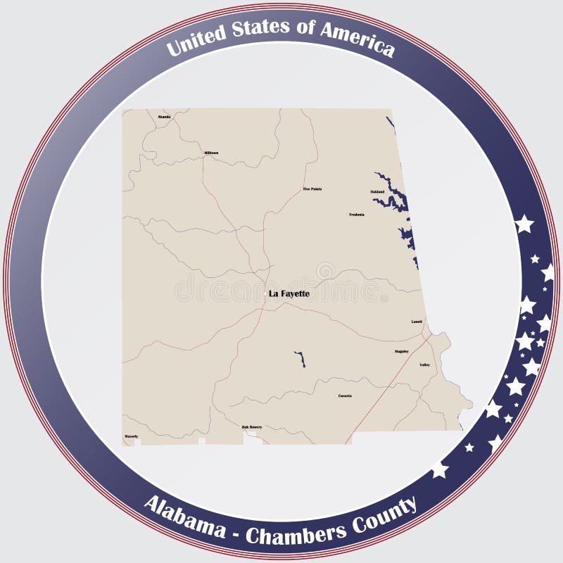 Map of Chambers County in Alabama Stock Vector - Illustration of draw ...