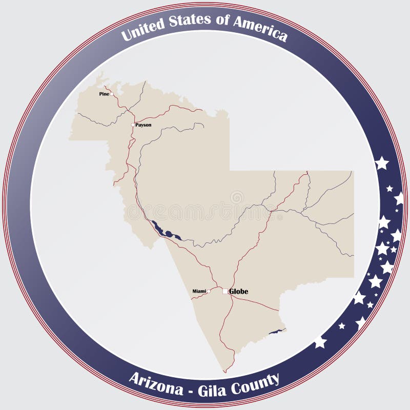 Map of Gila County in Arizona Stock Vector - Illustration of education ...