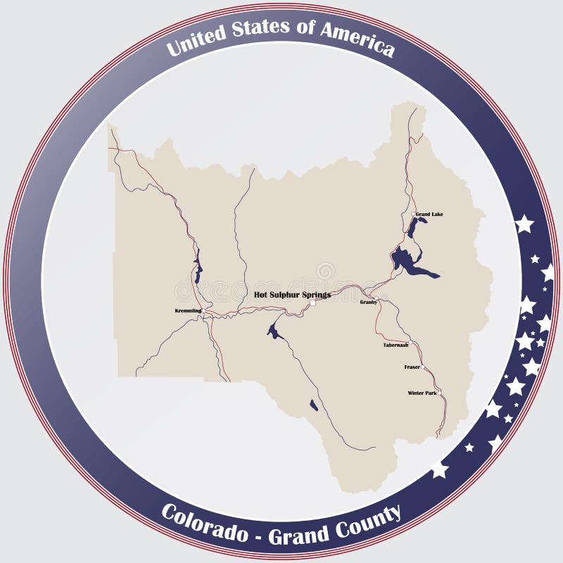 Map of Grand County in Colorado Stock Vector - Illustration of city ...