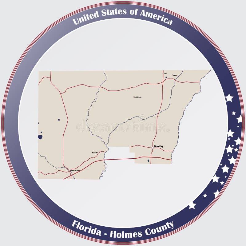 Map of Holmes County in Florida Stock Vector - Illustration of county ...