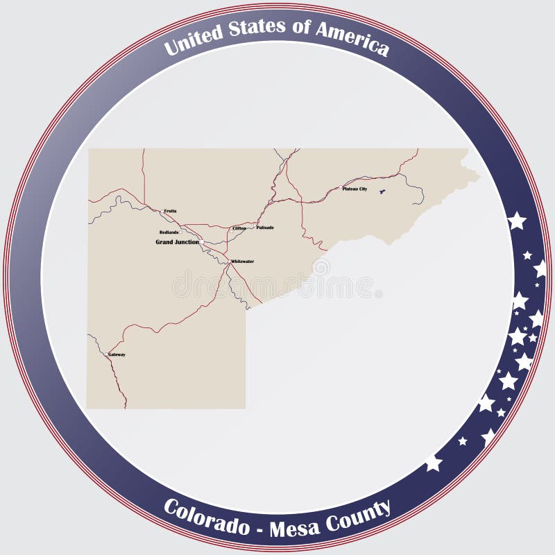 Map of Mesa County in Colorado Stock Vector - Illustration of education ...