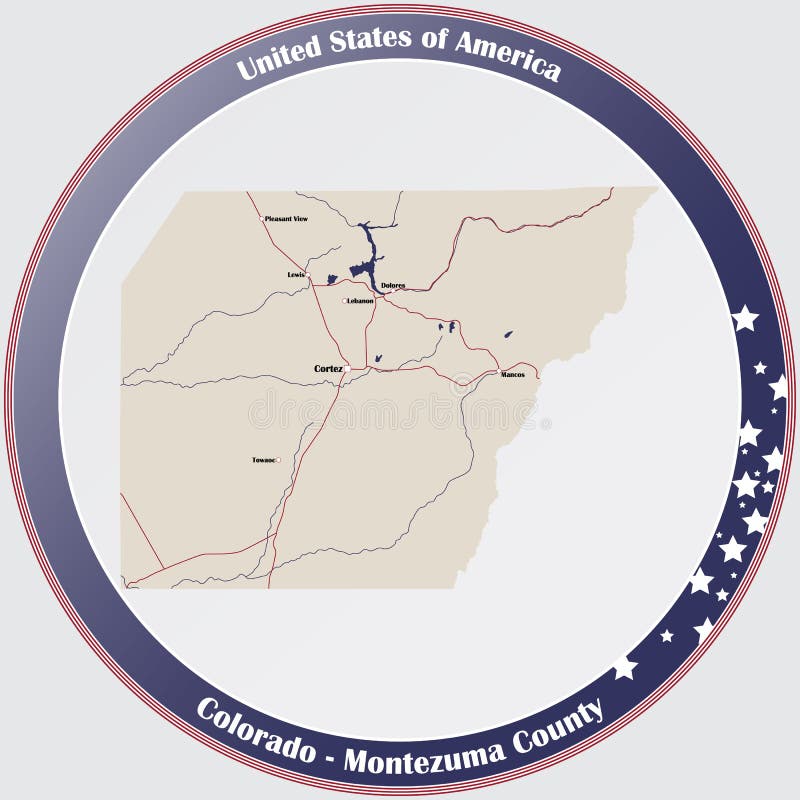Map of Montezuma County in Colorado Stock Vector - Illustration of ...