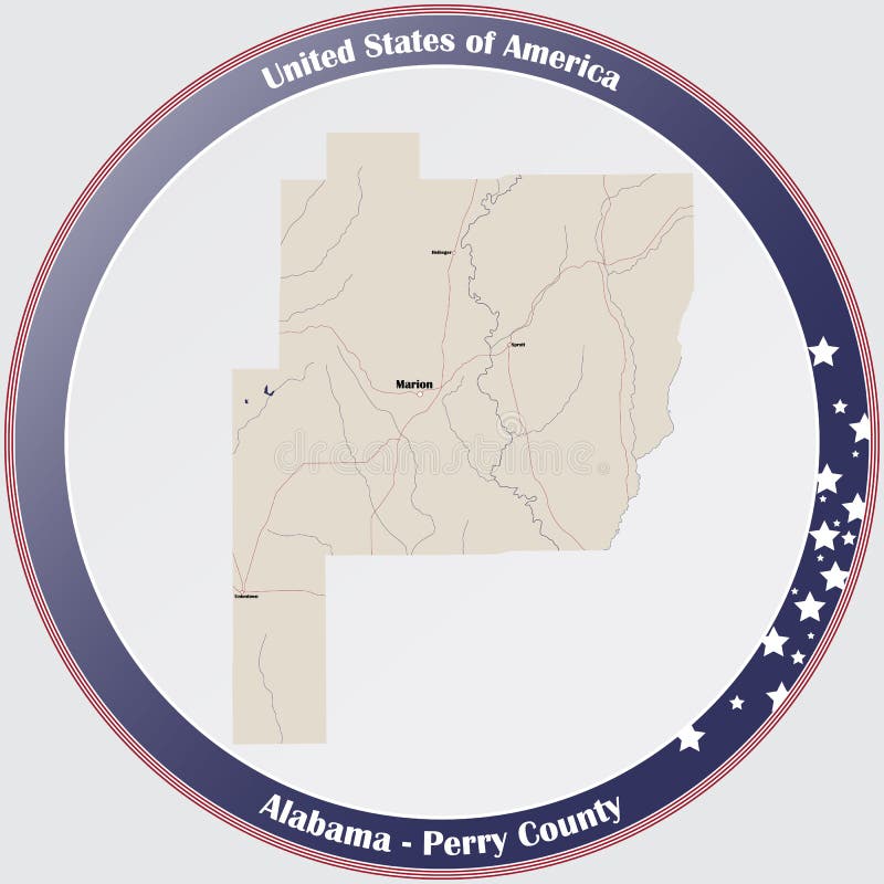 Map of Perry County in Alabama Stock Vector - Illustration of geography ...