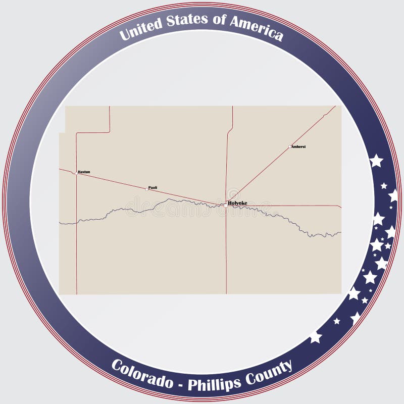 Map of Phillips County in Colorado Stock Vector - Illustration of roads ...