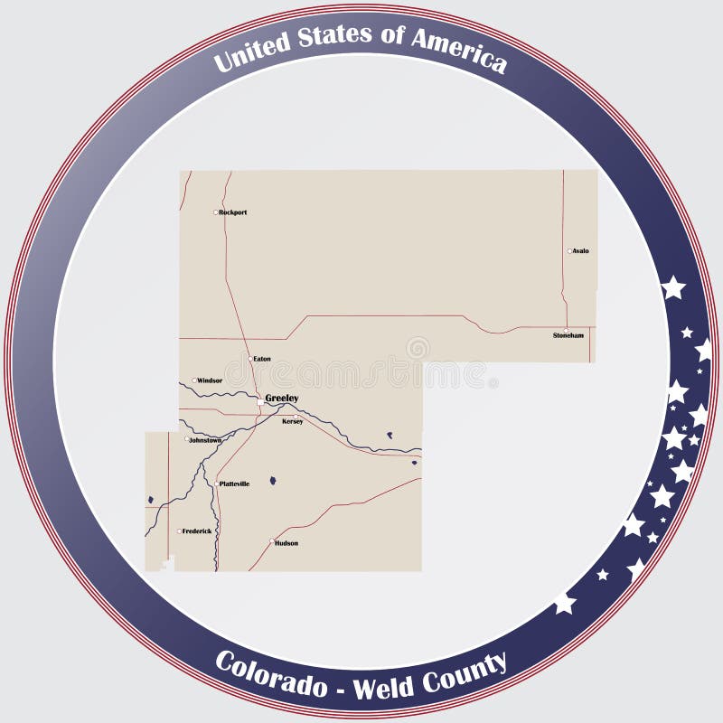 Map of Weld in Colorado stock vector. Illustration of region - 187214581