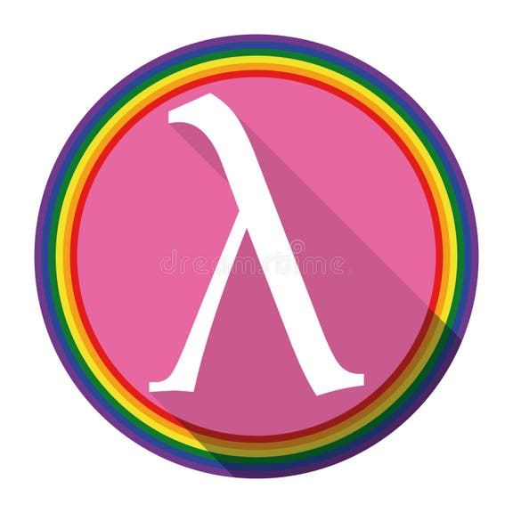 Button with Rainbow Frame and Lambda Symbol, Vector Illustration Stock ...