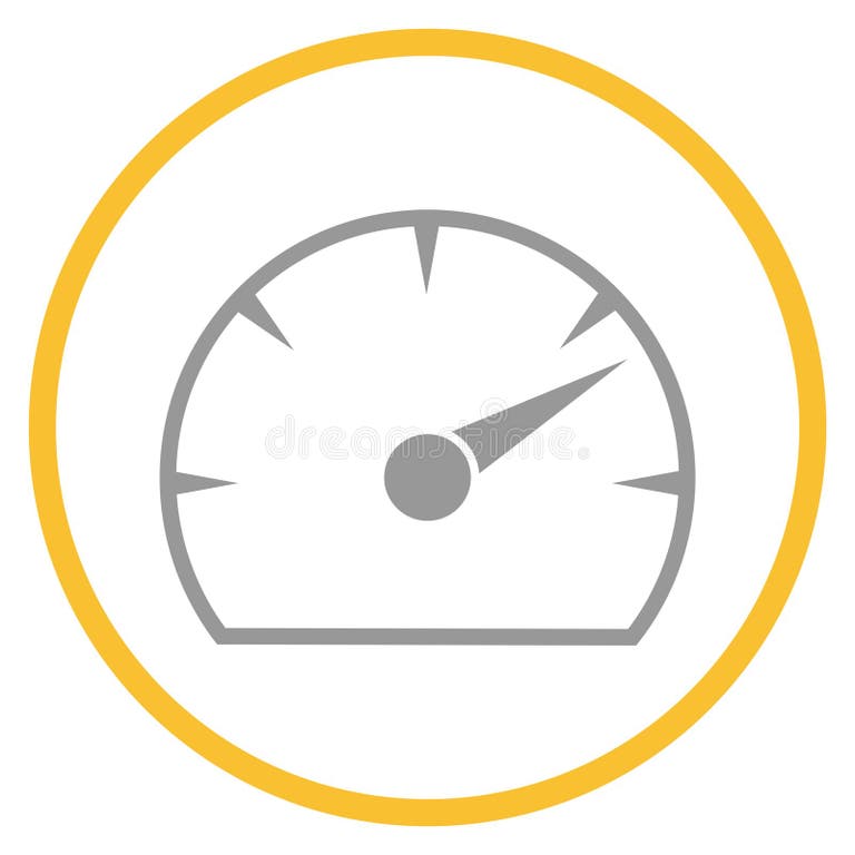 Round Button Grey and Yellow Showing Speedometer Stock Illustration ...