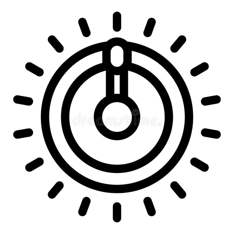 Round Button with Light Shining Around it Icon Vector Outline Stock ...