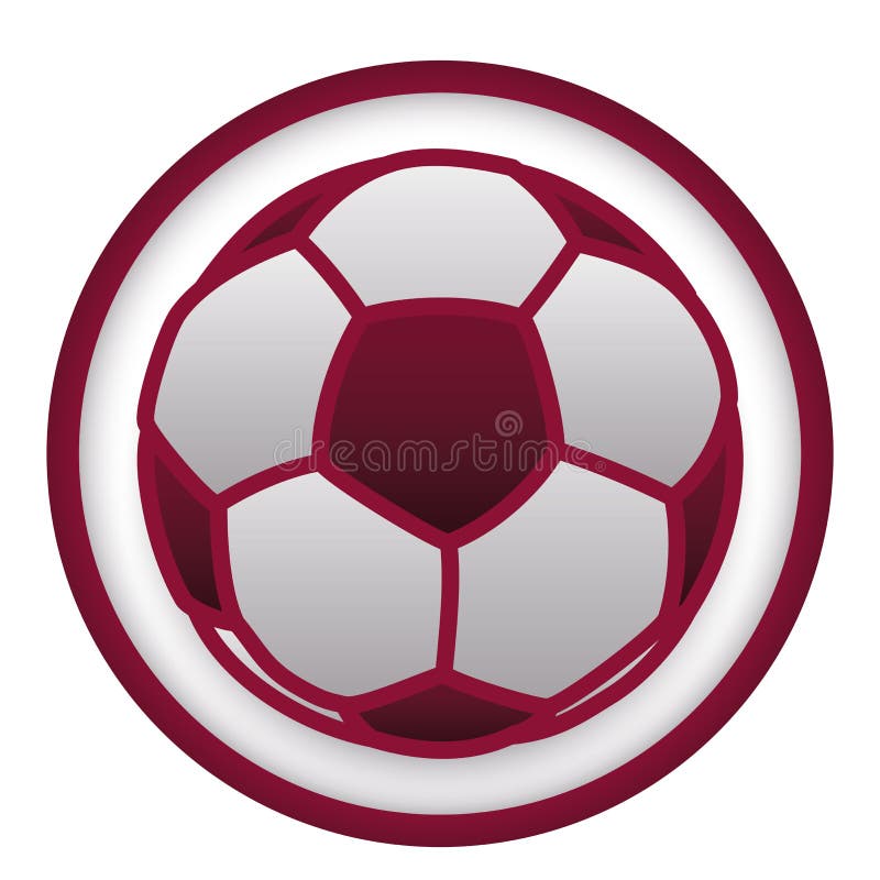 Round Button with Maroon Soccer Ball, Vector Illustration Stock Vector ...