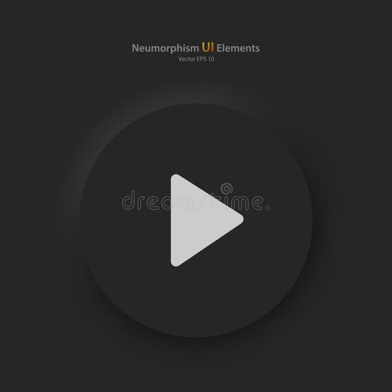 A Round Button with a Playback Symbol on a Black Background. Stock ...