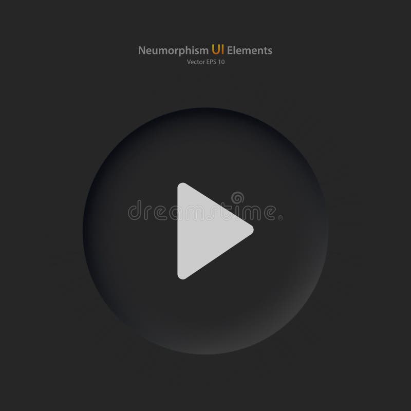 A Round Button with a Playback Symbol on a Black Background. Stock ...