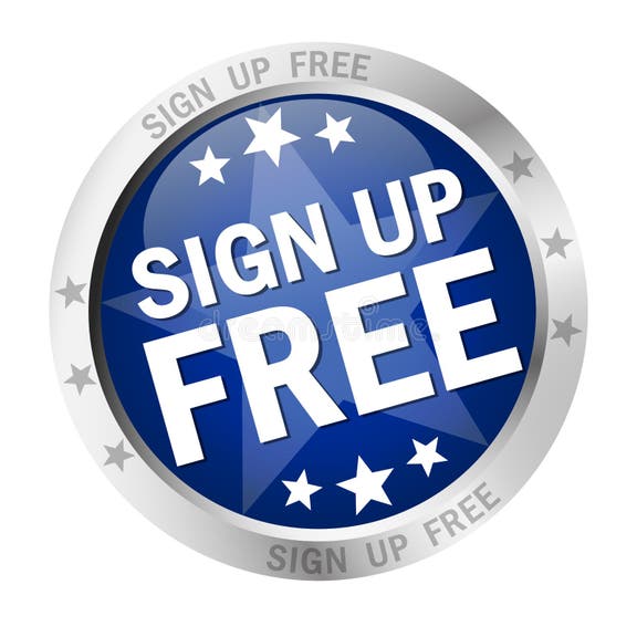 Round button Sign up free stock vector. Illustration of purchased ...