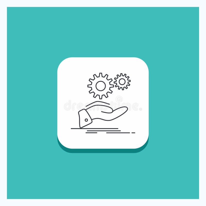 Round Button for Solution, Hand, Idea, Gear, Services Line Icon ...