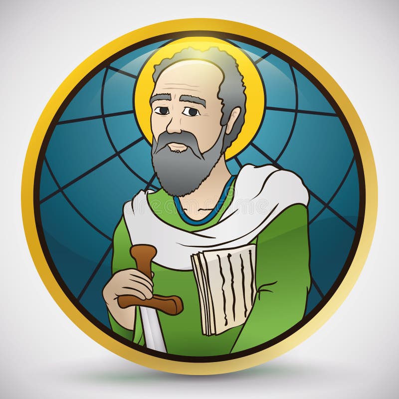 Stained Glass Portraits of Saints Peter and Paul for Solemnity, Vector ...