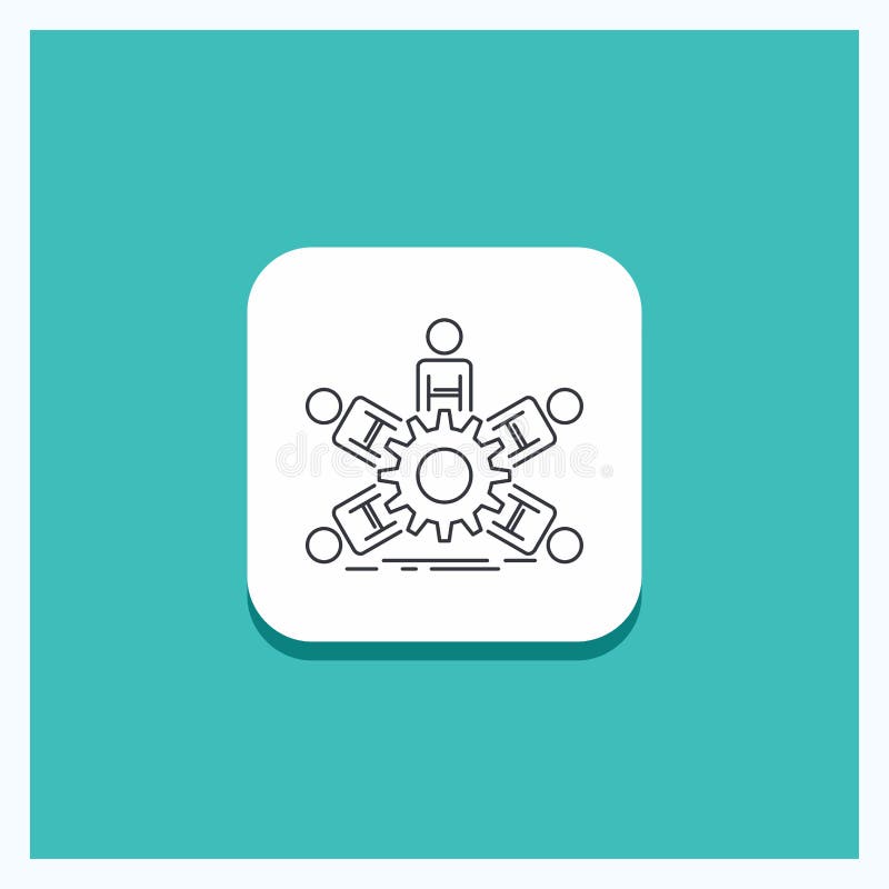 Round Button for Team, Group, Leadership, Business, Teamwork Line Icon ...