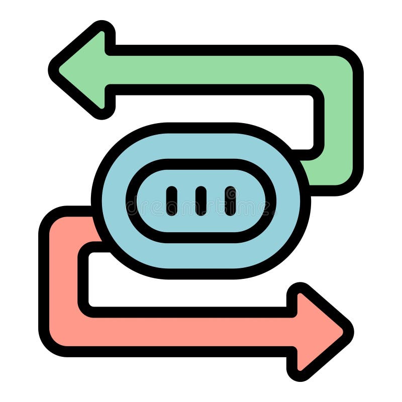 Round Button with Three Lines and Two Arrows Pointing in Opposite ...
