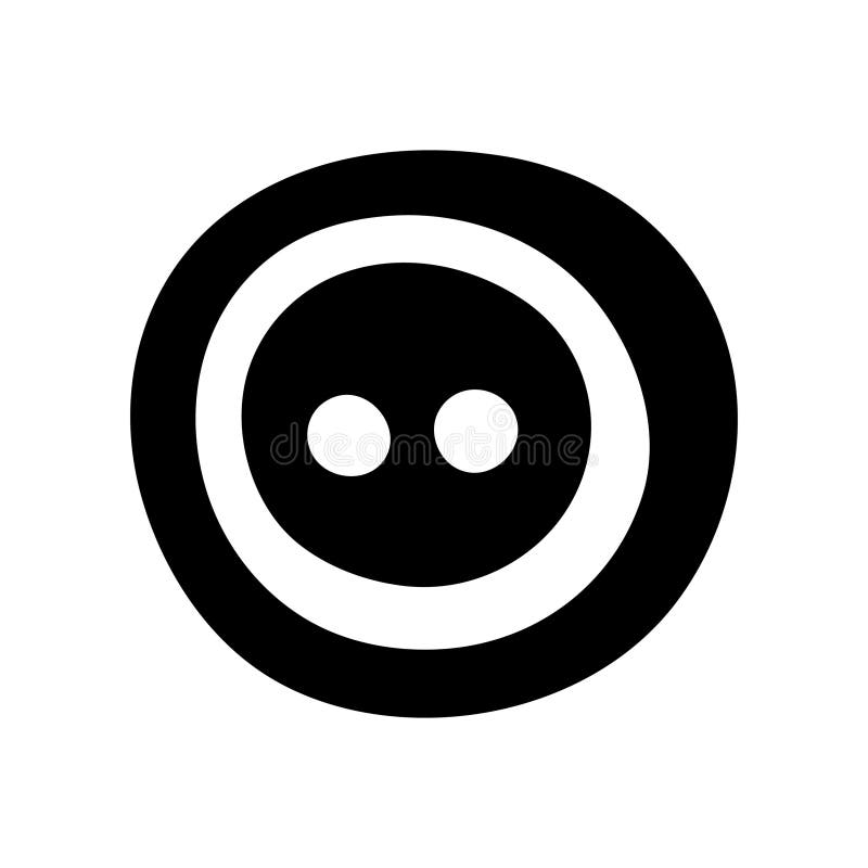 Round Button with Two Holes. Black and White Icon. Vector Illustration ...