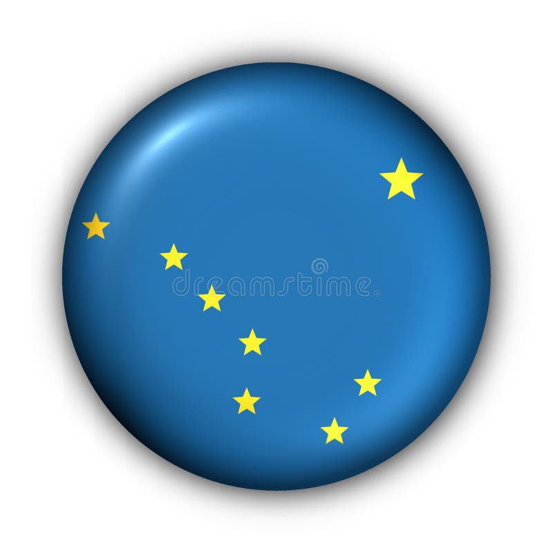 Round Button USA State Flag of Alaska Stock Illustration - Illustration ...