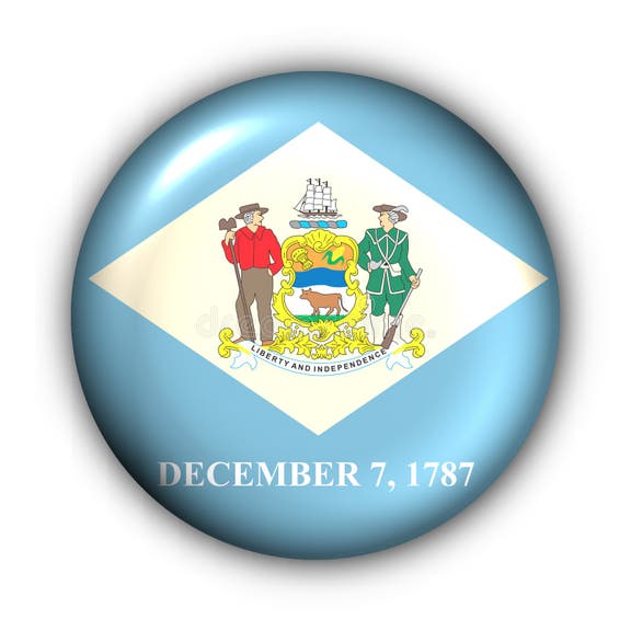 Round Button USA State Flag of Delaware Stock Illustration ...