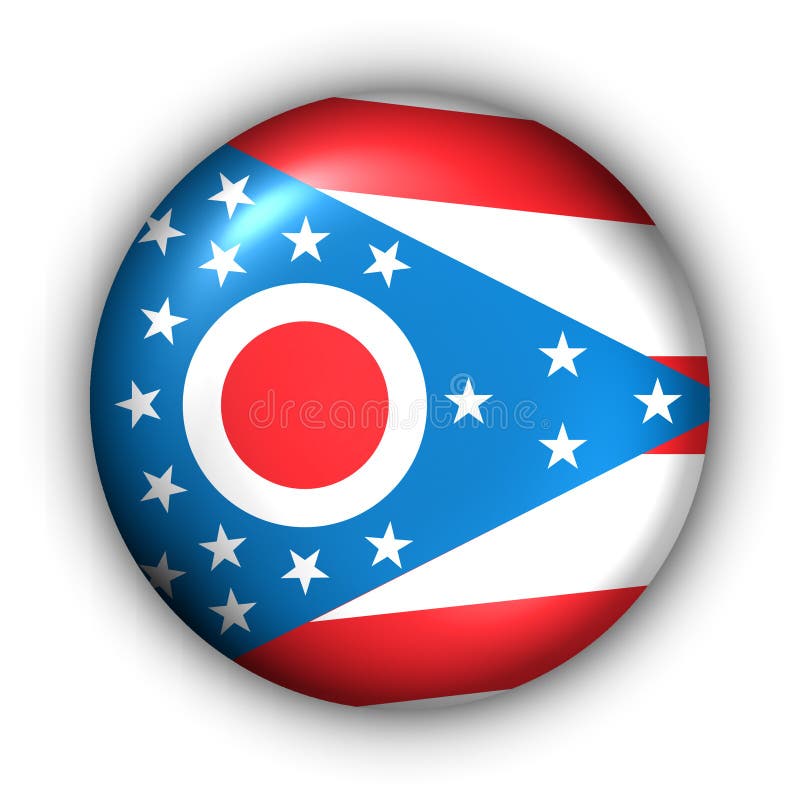 Round Button USA State Flag of Ohio Stock Illustration - Illustration ...
