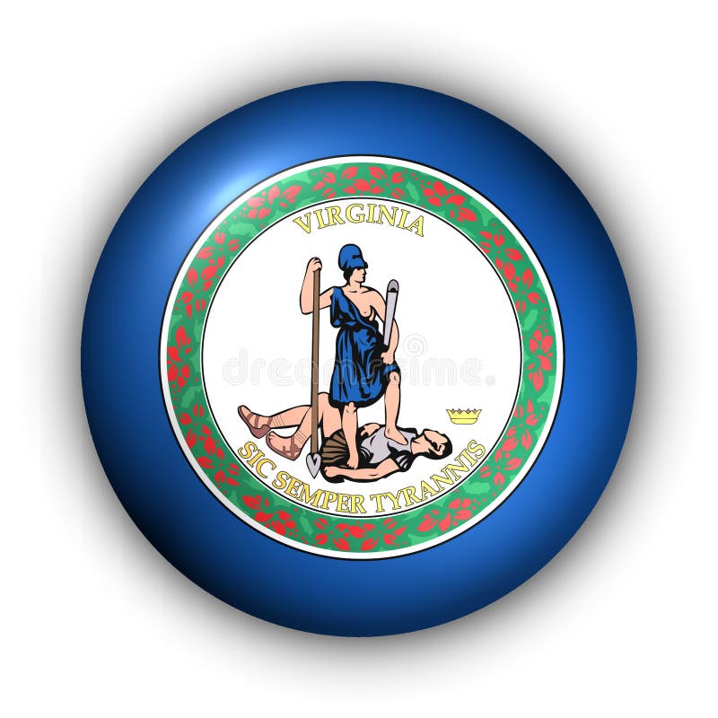Round Button USA State Flag of Virginia Stock Illustration ...