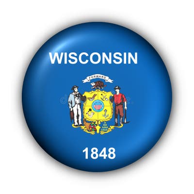 Round Button USA State Flag of Wisconsin Stock Illustration ...