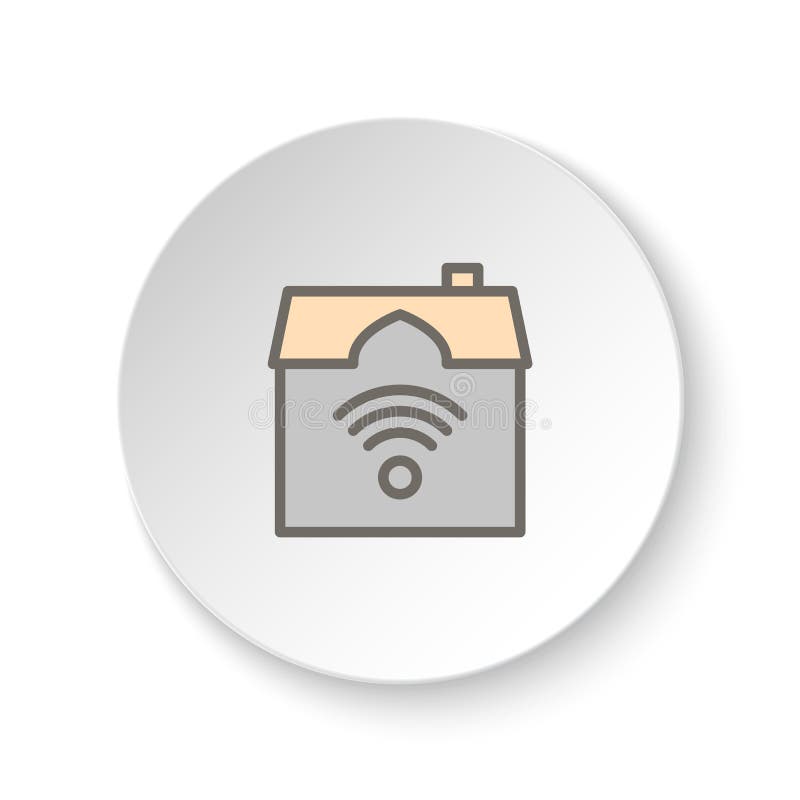 Round Button for Web Icon, House, Smart, Wi-Fi. Button Banner Round ...