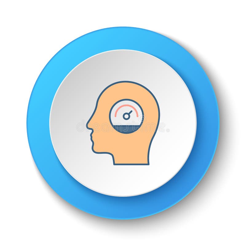 Round Button for Web Icon. Human, Mind, Performance, Productivity ...