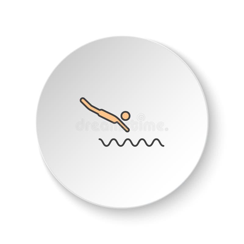 Round Button for Web Icon, Swimming Jump. Button Banner Round, Badge ...