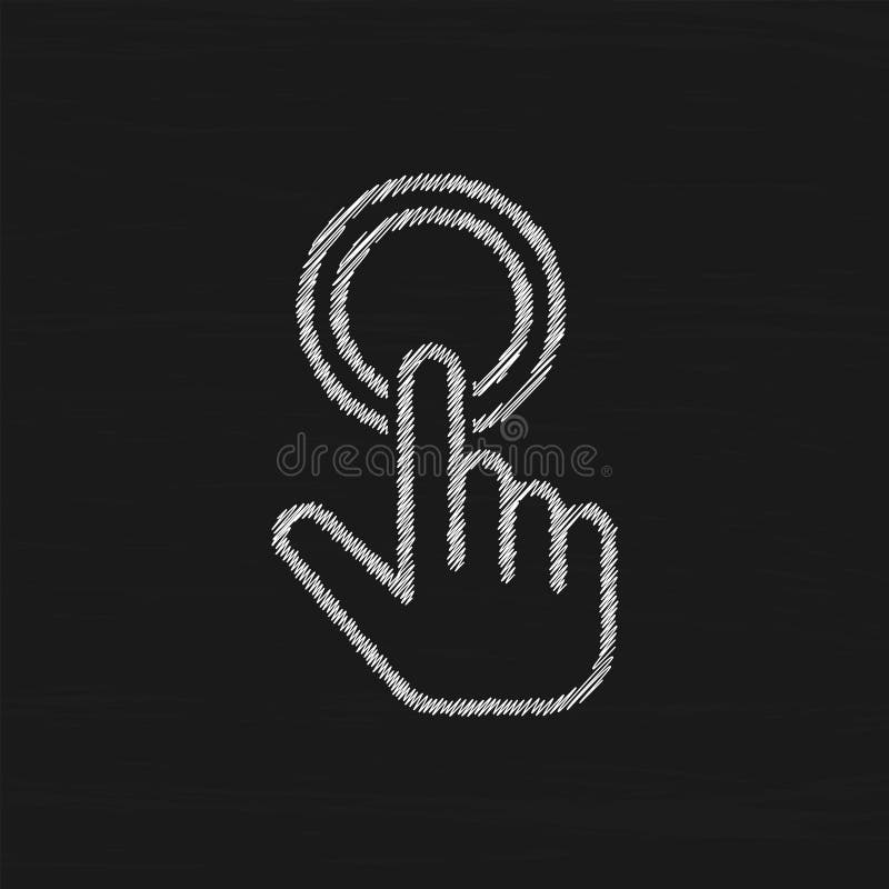 Round Button White Sketch Vector Icon. Cursor Pointer Symbol, Logo ...