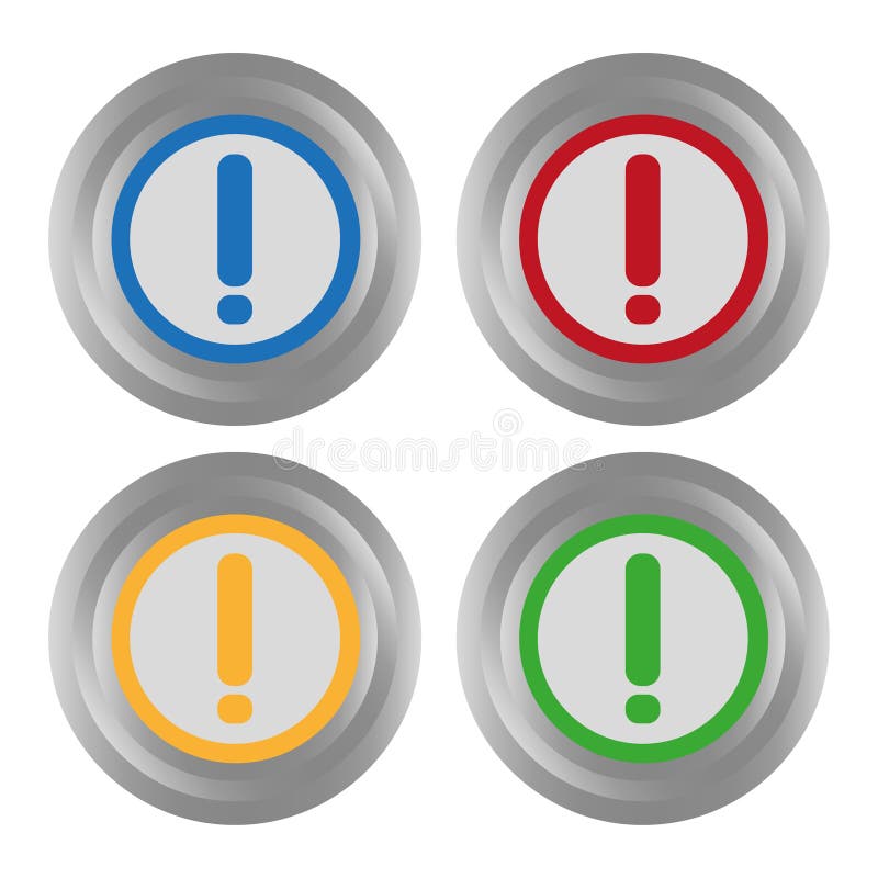 Round Buttons Exclamation Mark in 3d Style. Design Element. Vector ...