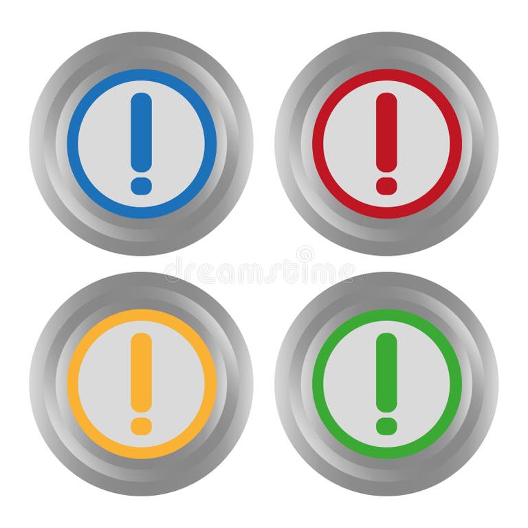 Round Buttons Exclamation Mark in 3d Style. Design Element. Vector ...