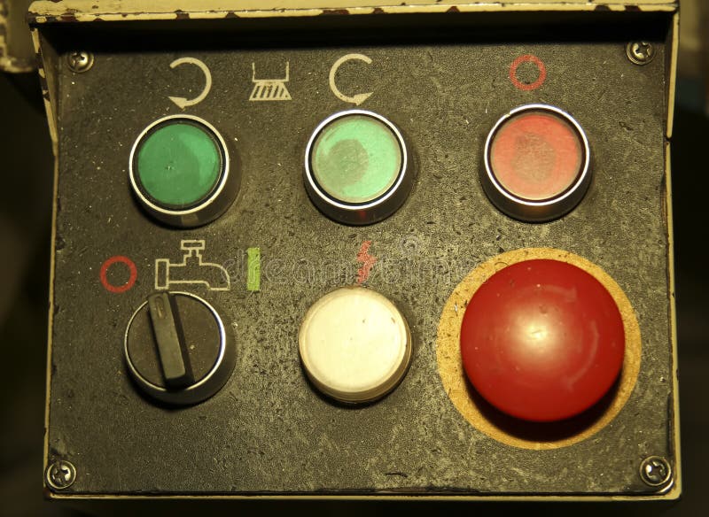 Round Buttons on the Old Control Panel Stock Photo - Image of round ...