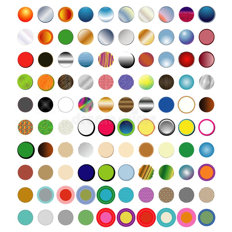 100 round buttons pack stock image. Illustration of shaped - 146602773