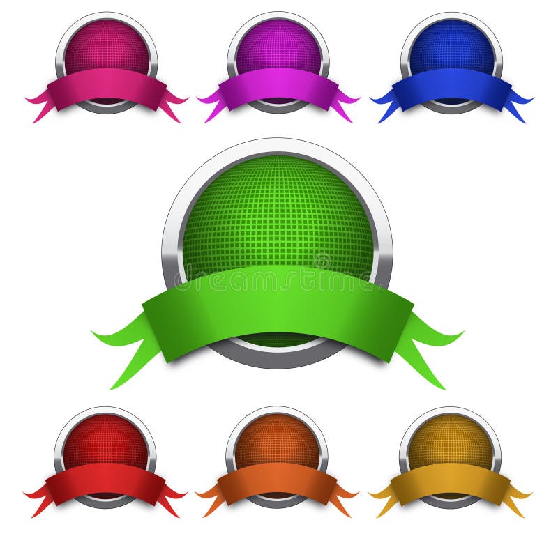 Round Buttons with Ribbon stock vector. Illustration of globe - 15339147