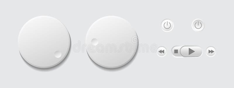 Round Buttons, White and Gray with Shadow, 3D Navigation Bar for ...