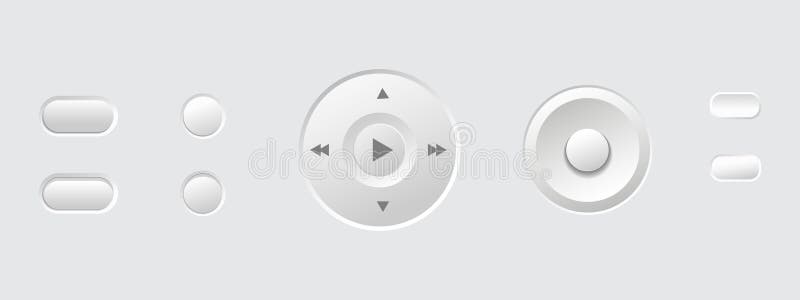 Round Buttons, White and Gray, for Website, Editable Vector ...