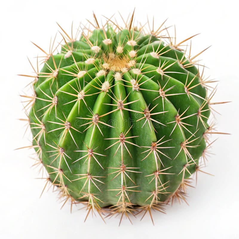Round Cactus with Spines Isolated on White Background Stock ...