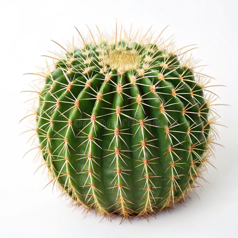 Round Cactus with Spines Isolated on White Background Stock ...
