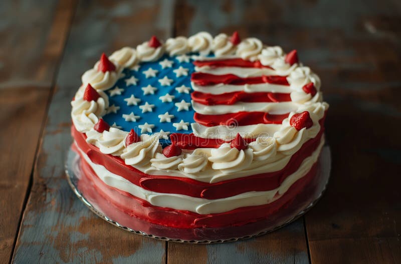 Round Cake with American Flag Design Stock Image - Image of stars ...
