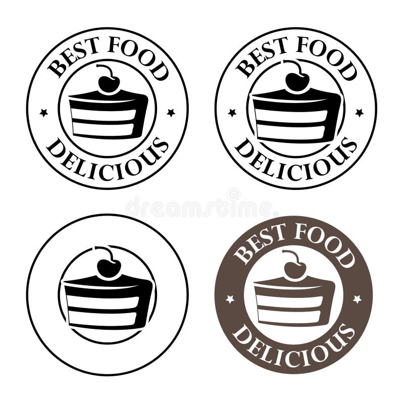 Round Cake and Cherry Icon with Text - Set 2 Stock Vector ...