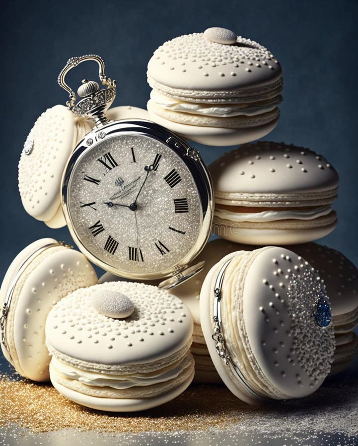 Round Cake with a Luxurious Clock Style Stock Illustration ...