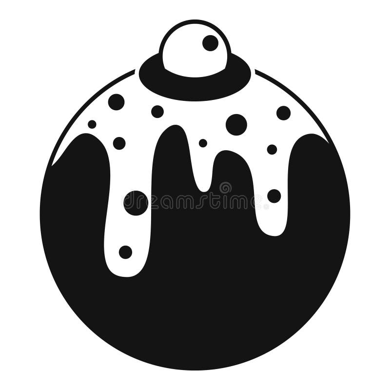 Round Cake is Overflowing with Icing and a Cherry on Top Icon Stock ...