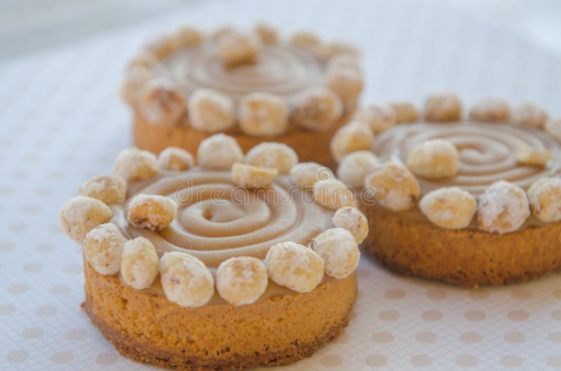 Round Cakes with Caramel and Nuts Stock Image - Image of circle ...