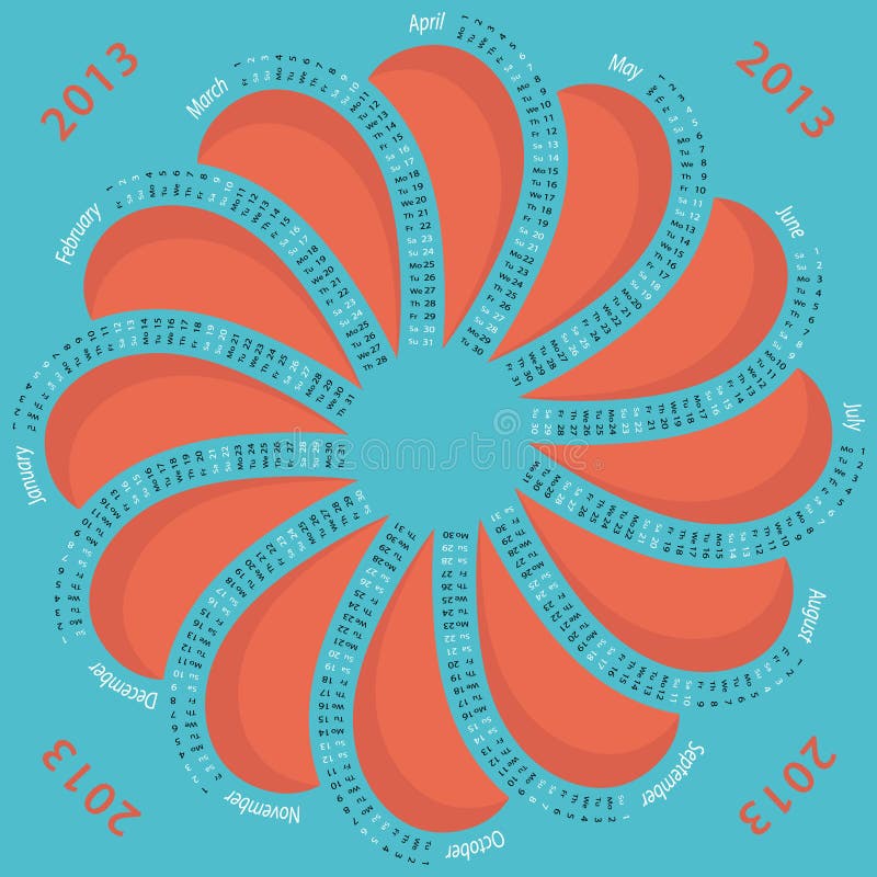 Round calendar for 2013 stock vector. Illustration of layout - 25886123