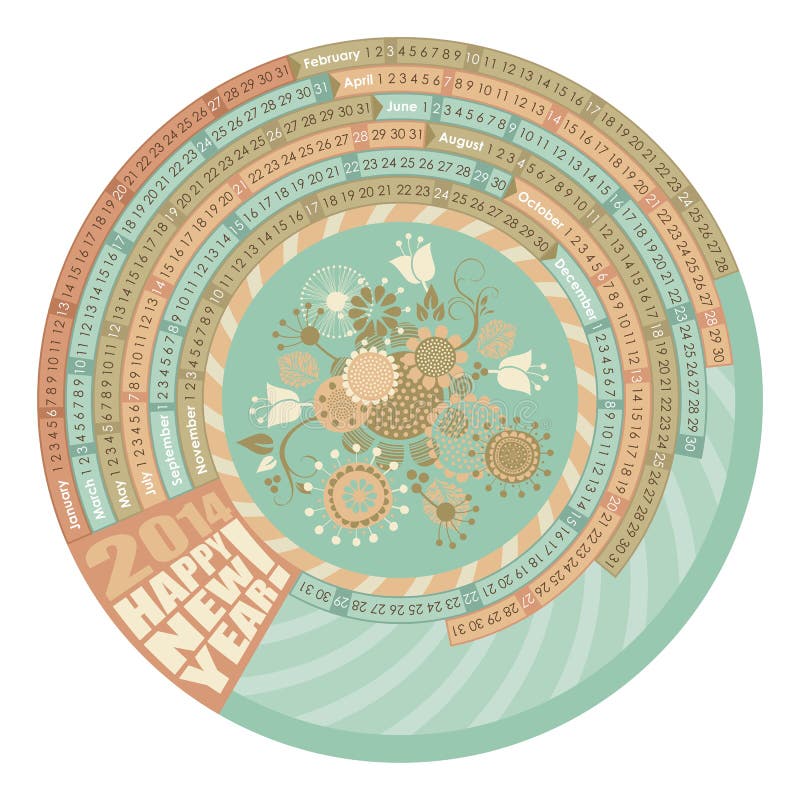 2014 Round Calendar stock vector. Illustration of january - 32974950