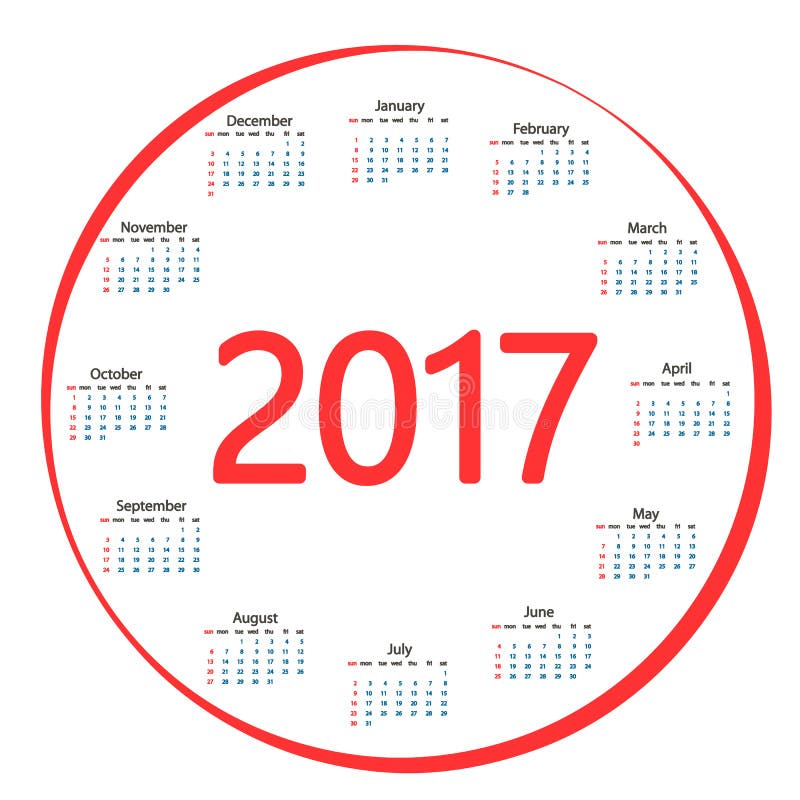 Round the Calendar in 2017. Stock Vector - Illustration of dial ...