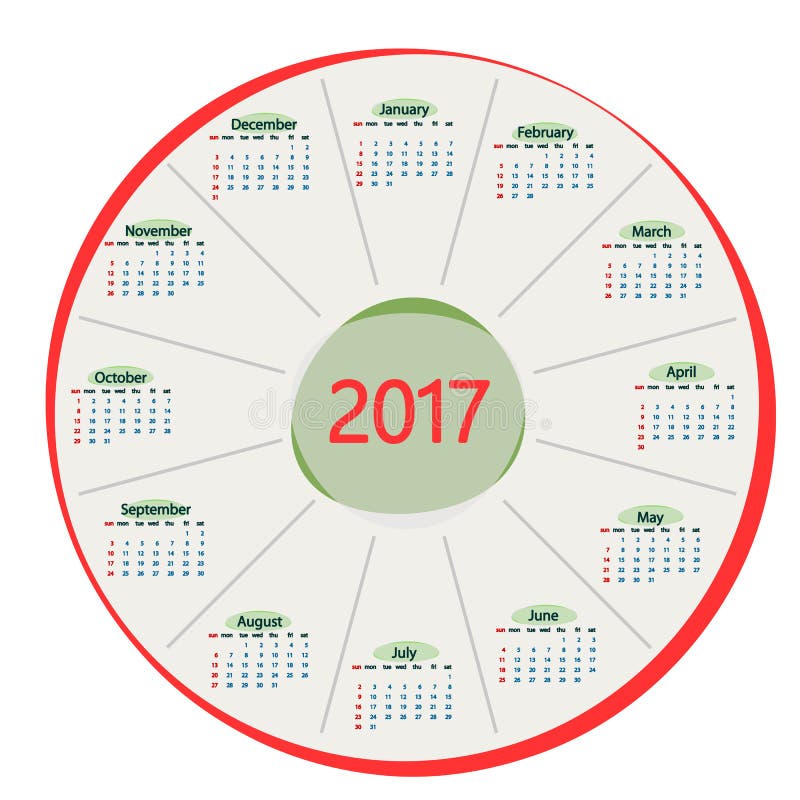 Round the Calendar in 2017. Stock Vector - Illustration of dial, diary ...